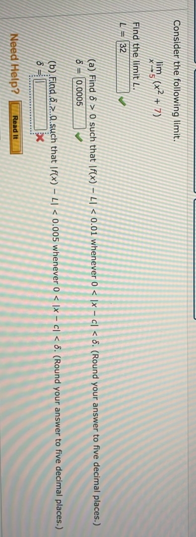 Solved Consider the following limit.limx→5(x2+7)Find the | Chegg.com