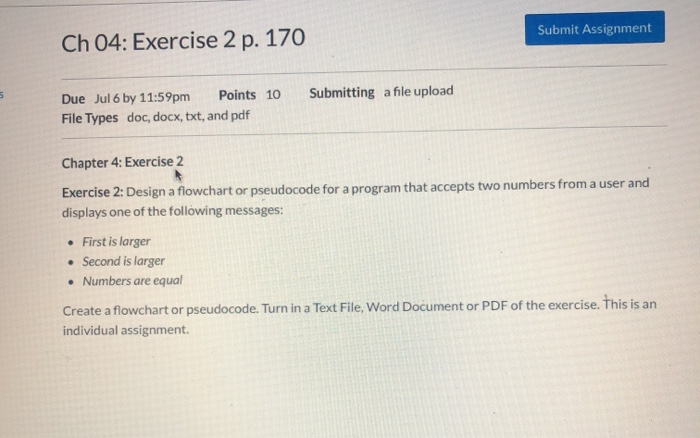 Solved Submit Assignment Ch 03: Exercise 6 p. 122 Submitting | Chegg.com