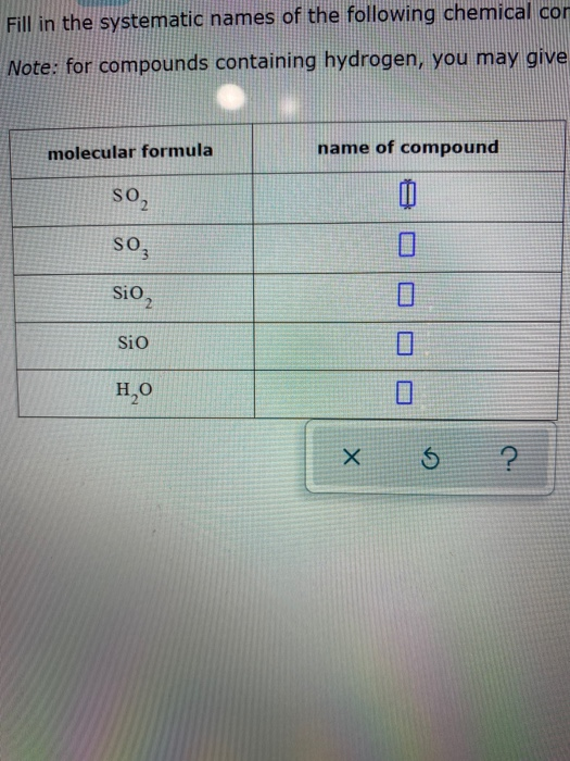 Solved Fill in the systematic names of the following | Chegg.com