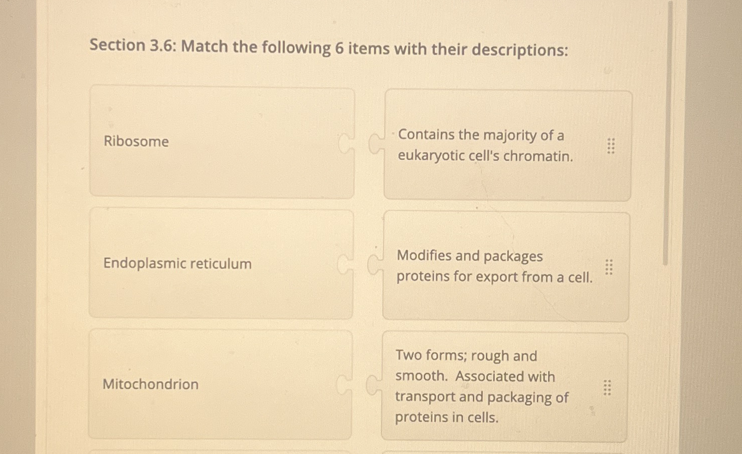Section 3.6: Match the following 6 ﻿items with their | Chegg.com