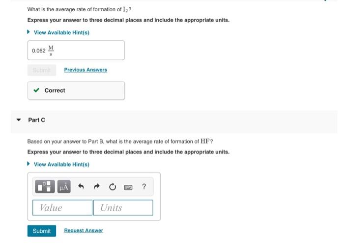 Solved What is the average rate of formation of I2 ? Express | Chegg.com