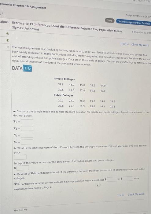 Solved Search this Enment: Chapter 10 Assignment 1- Apment | Chegg.com