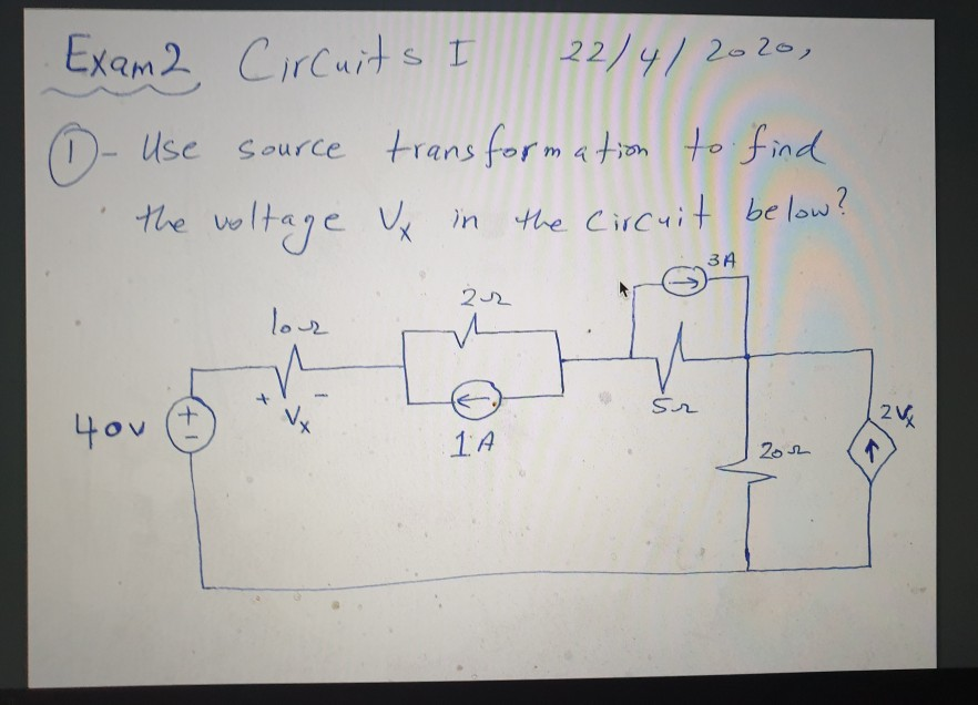 Solved Use Source Transformation To Find The Voltage Vx In