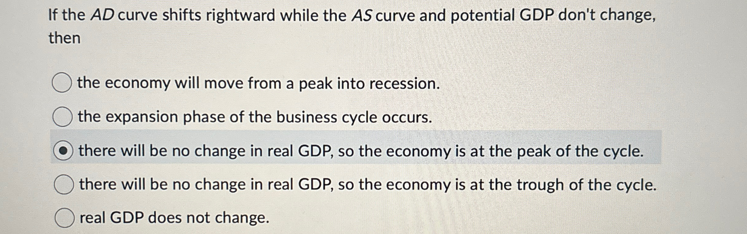 Solved If the AD ﻿curve shifts rightward while the AS ﻿curve | Chegg.com