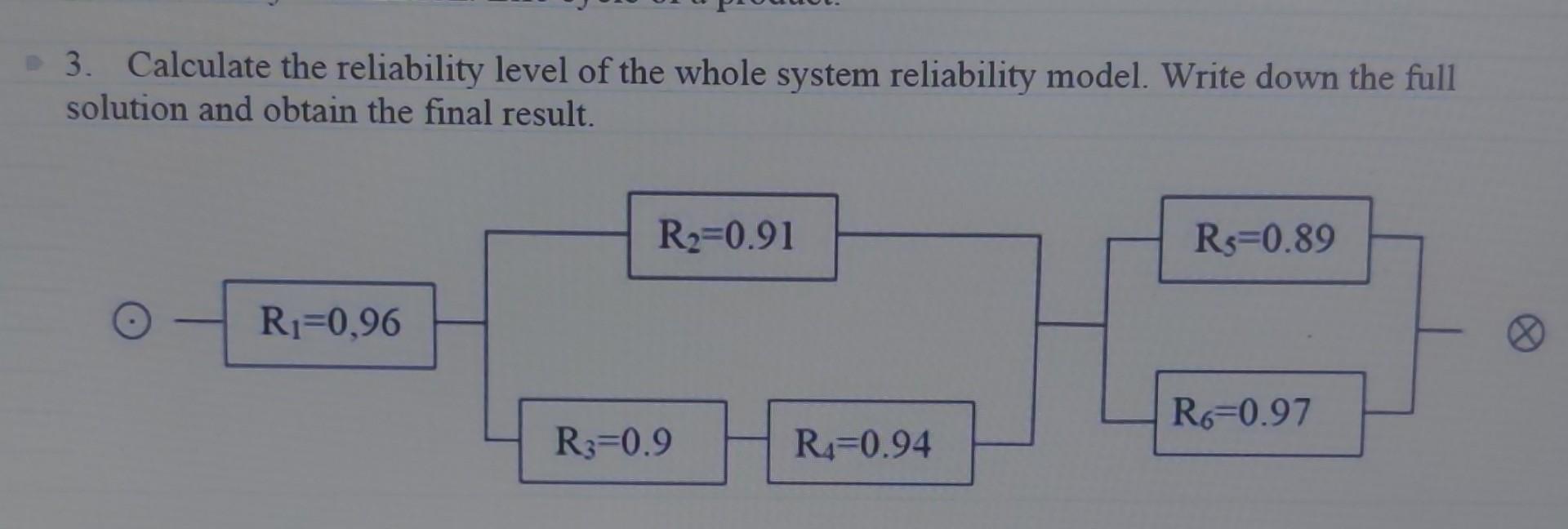 Solved 3. Calculate the reliability level of the whole | Chegg.com