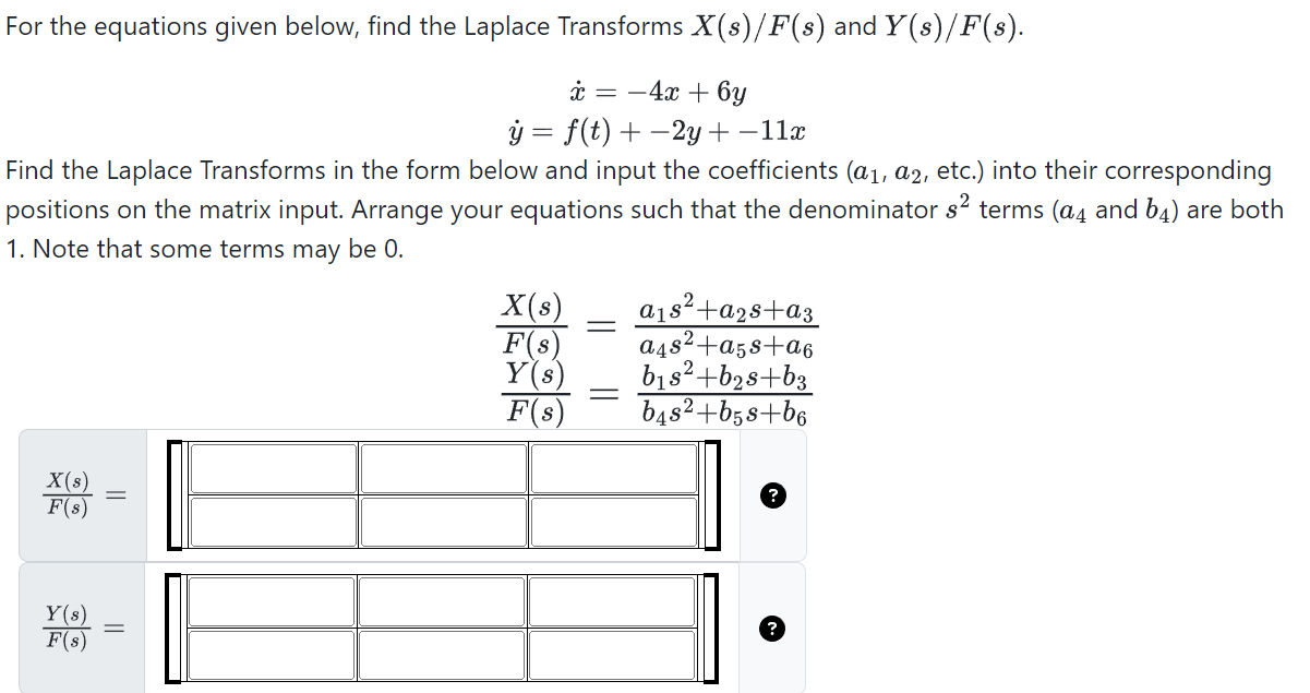 Solved For the equations given below, find the Laplace | Chegg.com