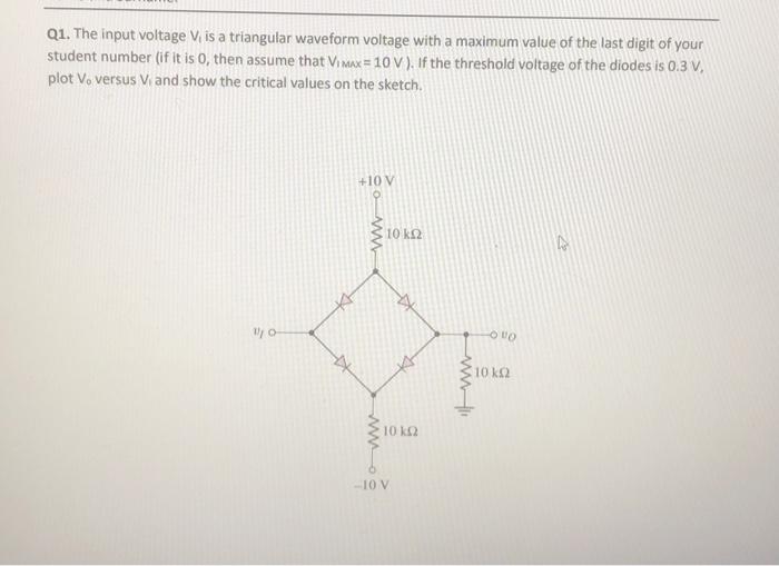 Solved Q1. The input voltage V1 is a triangular waveform | Chegg.com