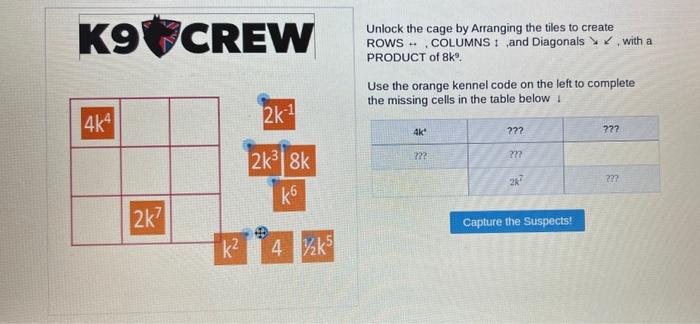 Solved Unlock the cage by Arranging the tiles to create ROWS | Chegg.com