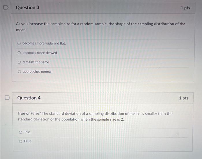 Solved As you increase the sample size of a random sample, | Chegg.com