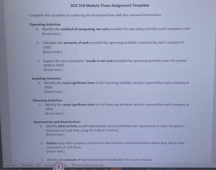Solved Page 1 of 2 ACC 318 Module Three Assignment Template | Chegg.com