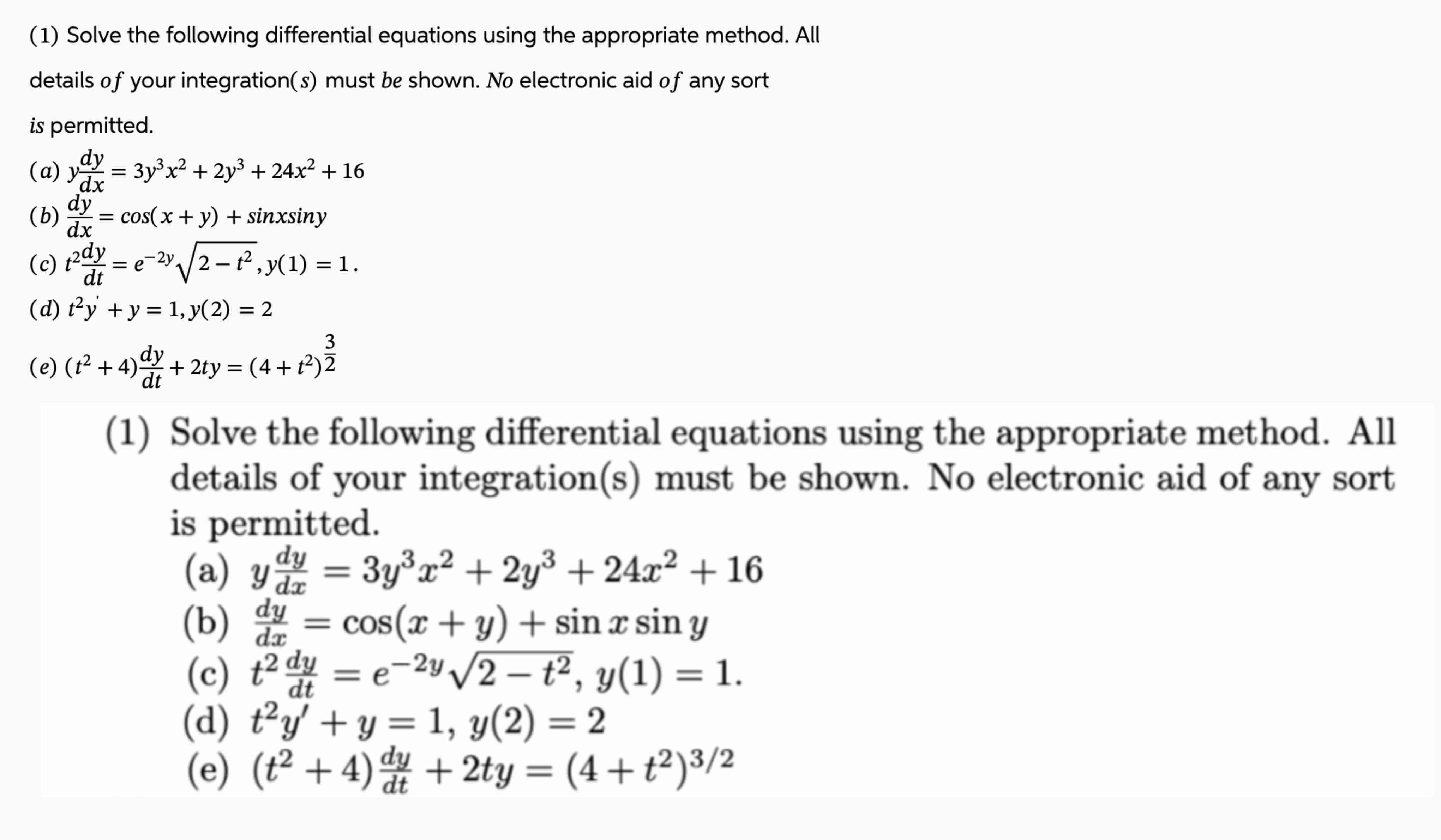 Solved (1) ﻿Please complete the question entirely! there | Chegg.com