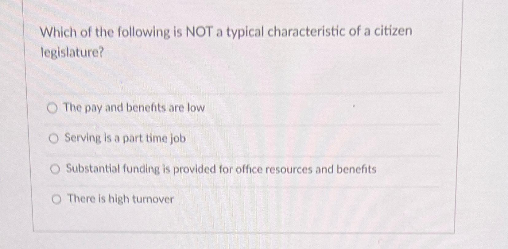 Solved Which of the following is NOT a typical | Chegg.com