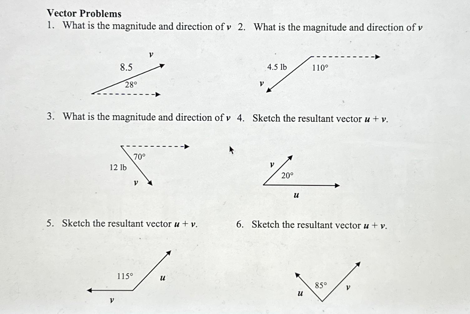 Solved Vector Problems\\nWhat is the magnitude and direction | Chegg.com