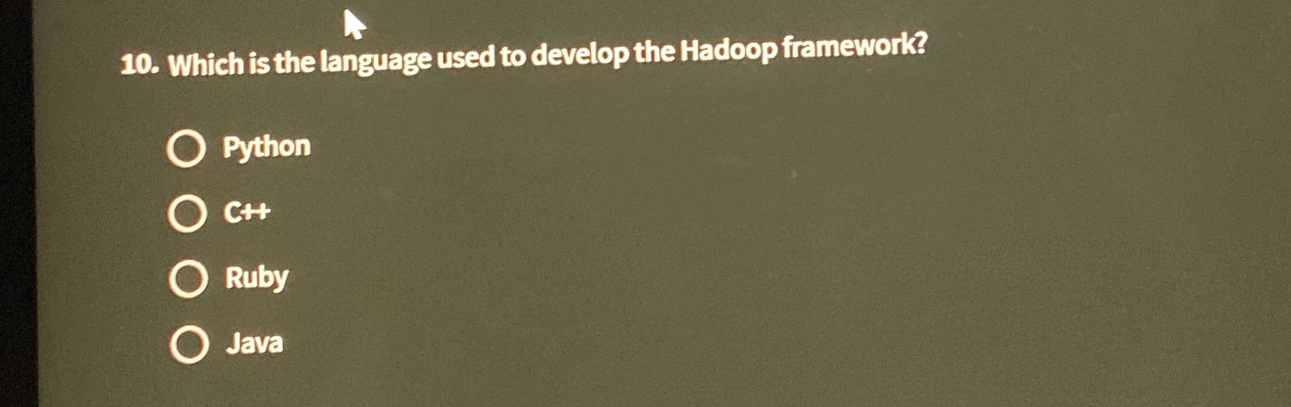 Solved Which is the language used to develop the Hadoop | Chegg.com