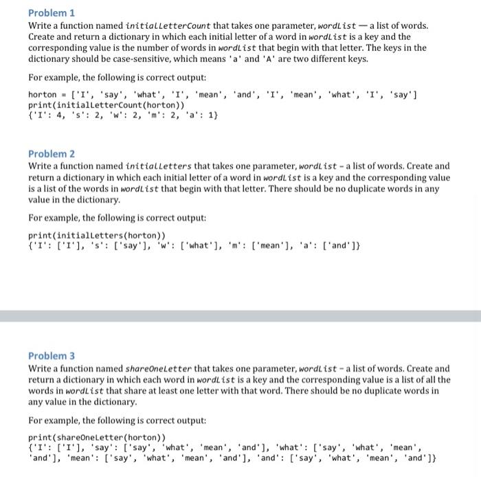 Solved Problem 1 Write A Function Named Initiallettercount 