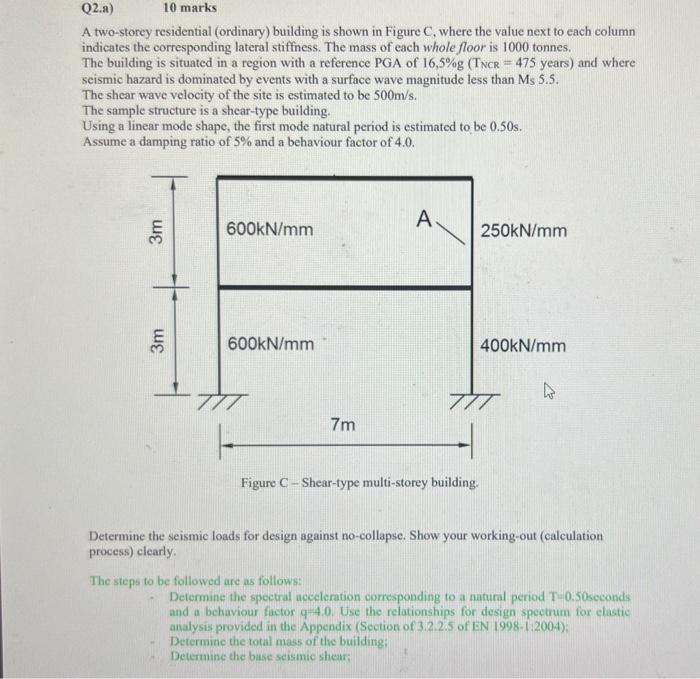 [Solved]: earthquake engineering A two-storey resident