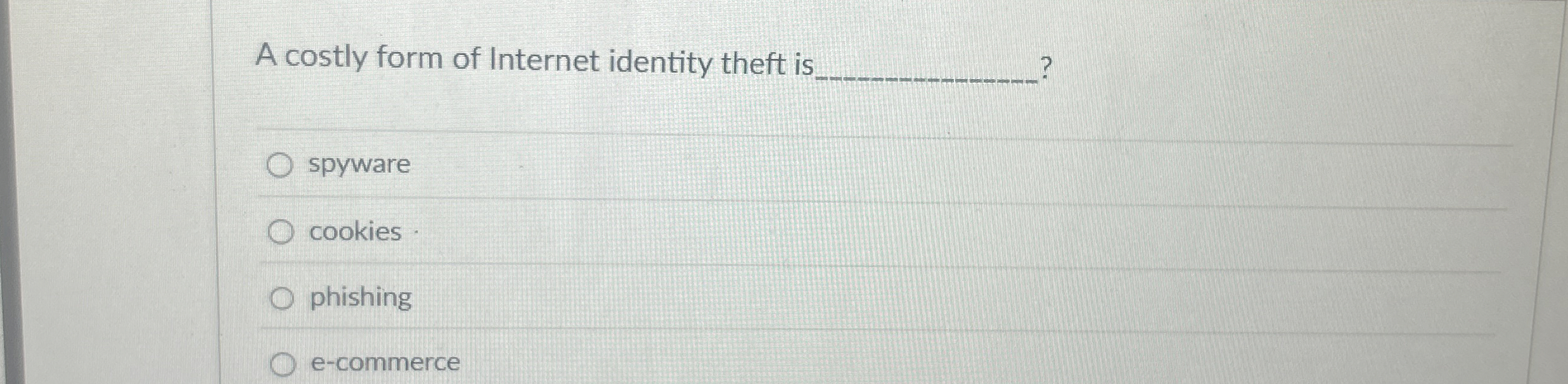 Solved A costly form of Internet identity theft | Chegg.com