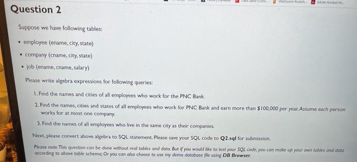 Solved Suppose we have following tables: employee (ename, | Chegg.com