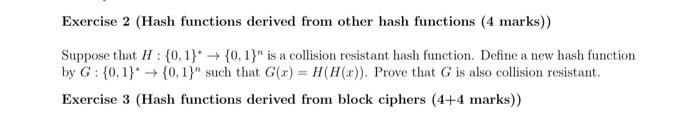 Solved Exercise 2 (Hash functions derived from other hash | Chegg.com