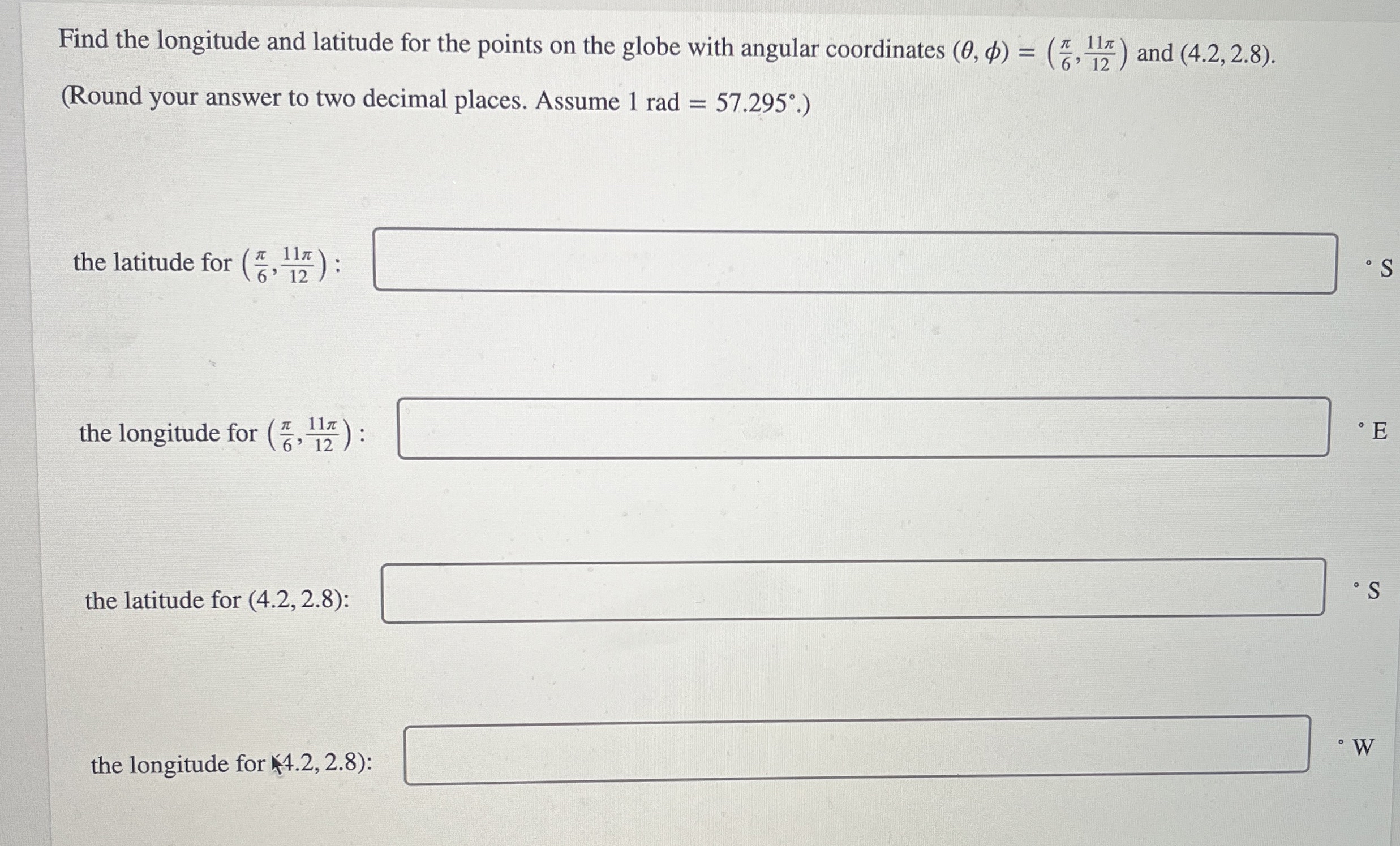 Find the longitude and latitude for the points on the | Chegg.com