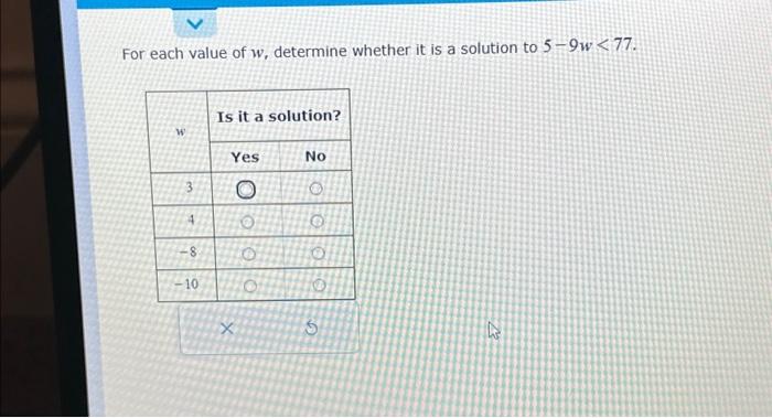 Solved > For each value of w, determine whether it is a | Chegg.com
