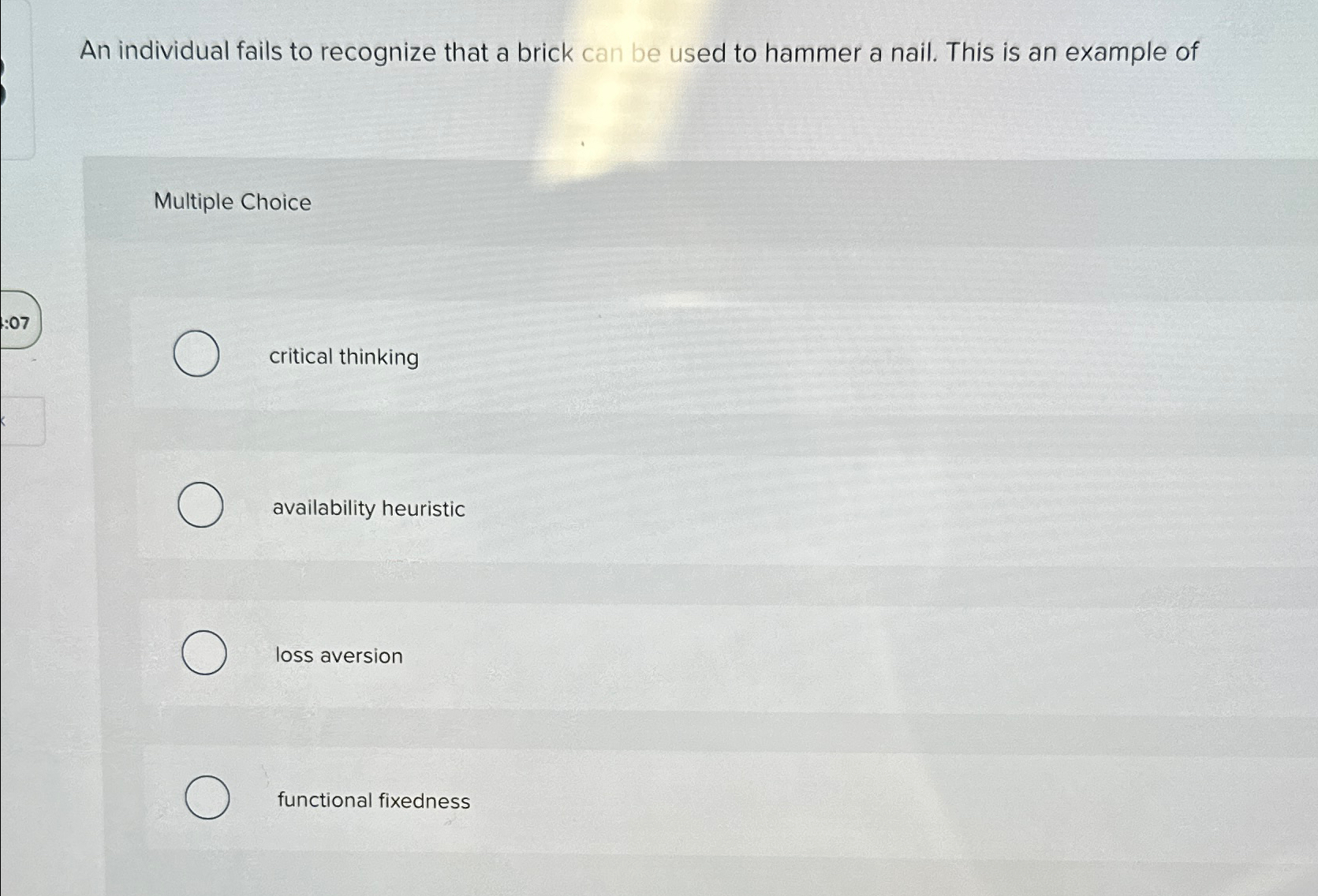 Solved An individual fails to recognize that a brick can be | Chegg.com