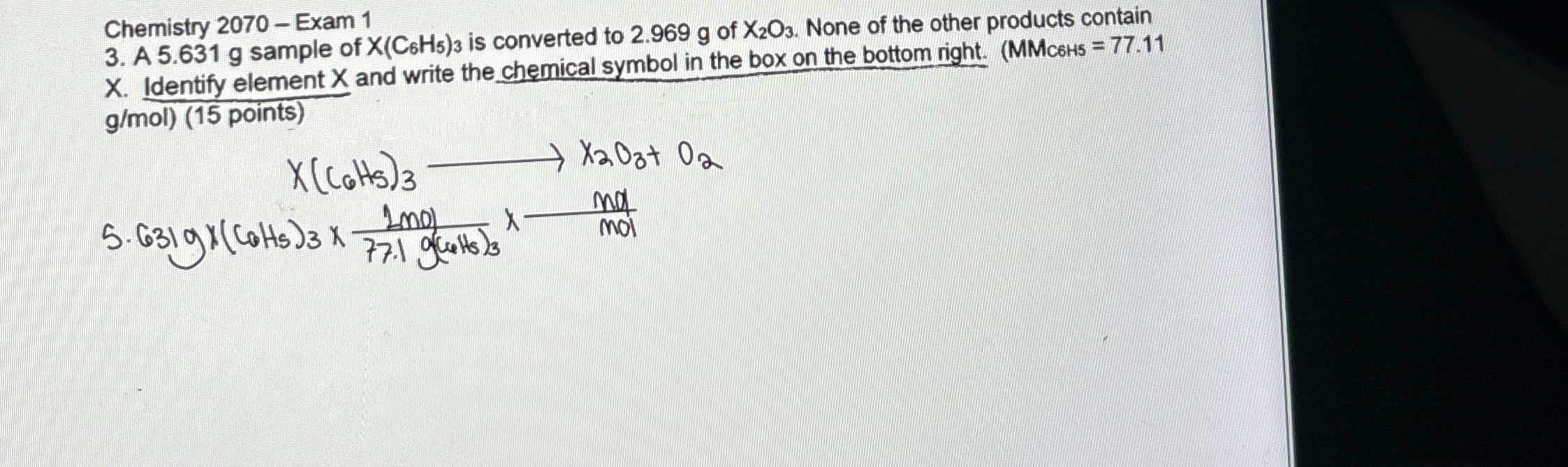 Solved Chemistry 2070 -Exam 13. ﻿A 5.631g ﻿sample of | Chegg.com