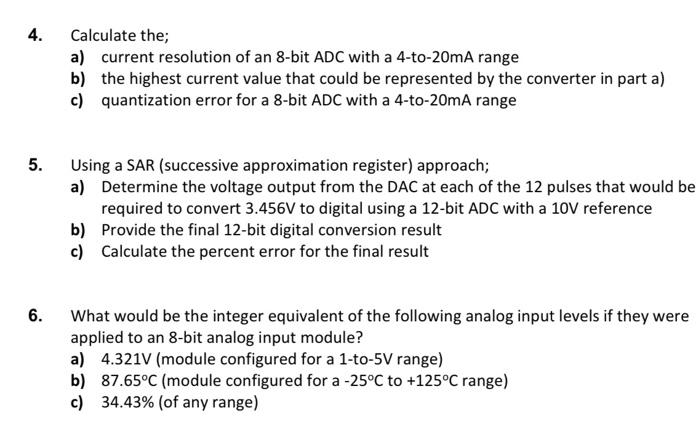 4. Calculate the; a) current resolution of an 8-bit | Chegg.com