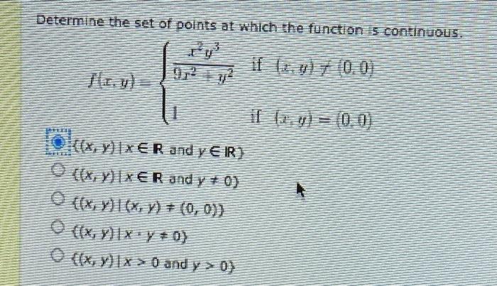 Solved Determine the set of points at which the function is | Chegg.com