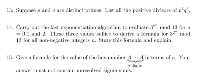 Solved 13. Suppose p and q are distinct primes. List all the | Chegg.com
