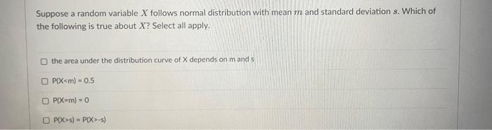 Solved Suppose a random variable X follows normal | Chegg.com