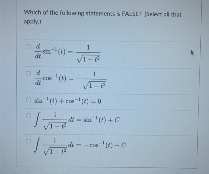 Solved Which of the following statements is FALSE? (Select | Chegg.com