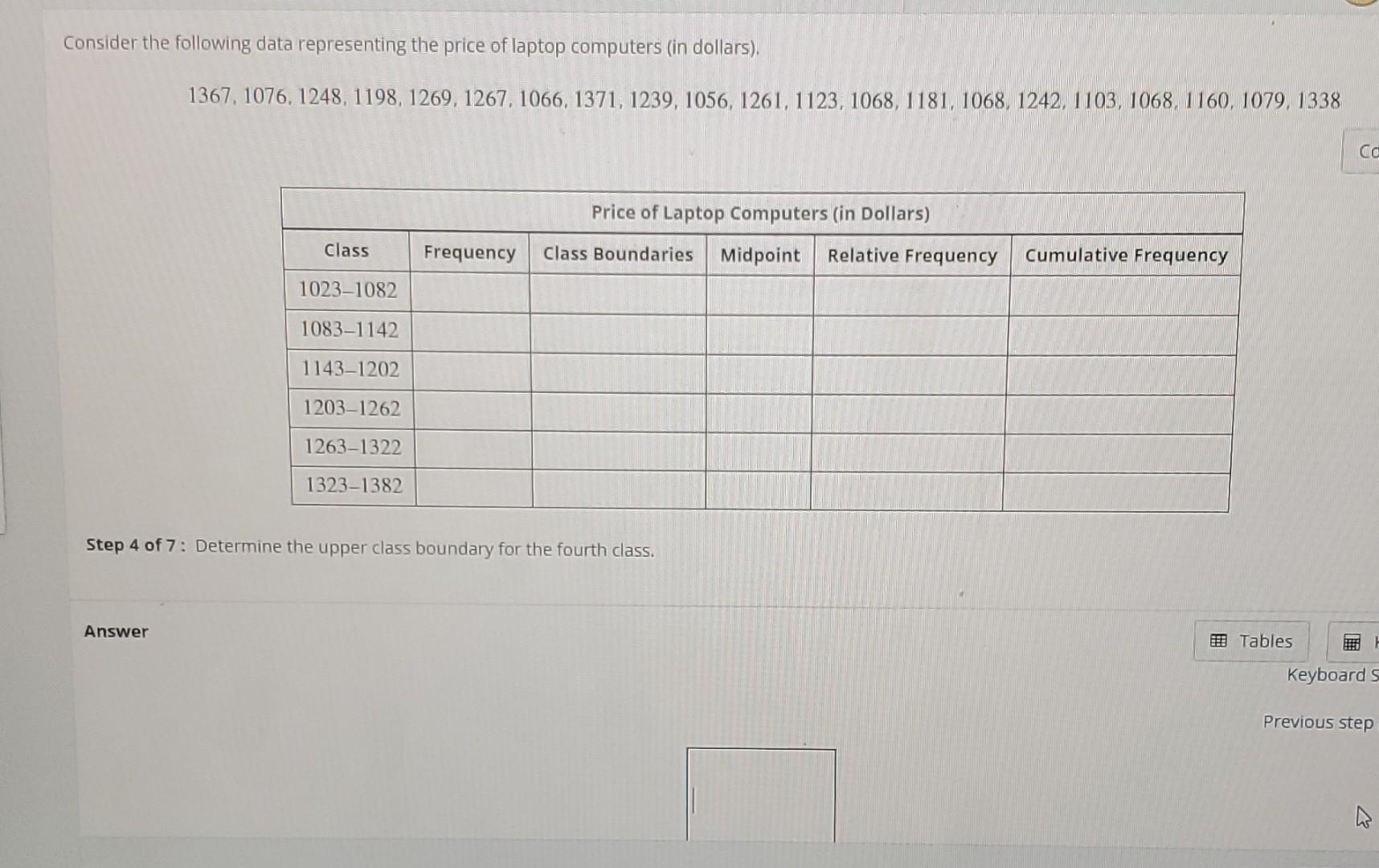 Solved Consider the following data representing the price of | Chegg.com