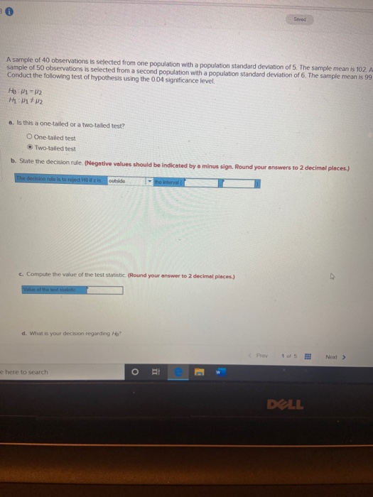 Solved A sample of 40 observations is selected from one | Chegg.com Solved A sample of 40 observations is selected from one | Chegg.com