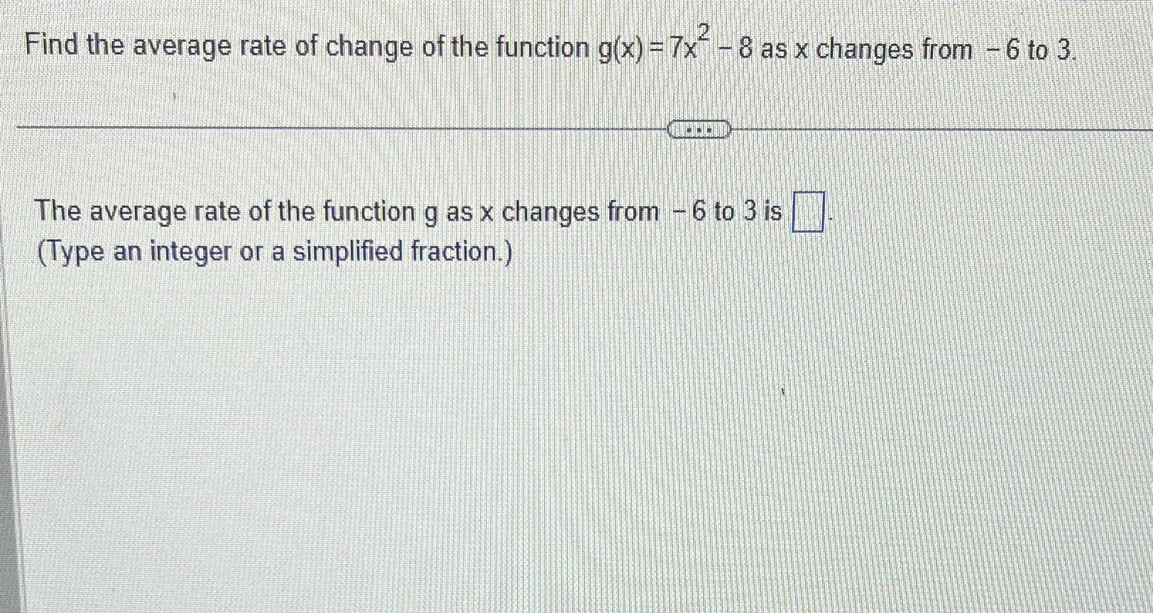 Solved Find the average rate of change of the function | Chegg.com