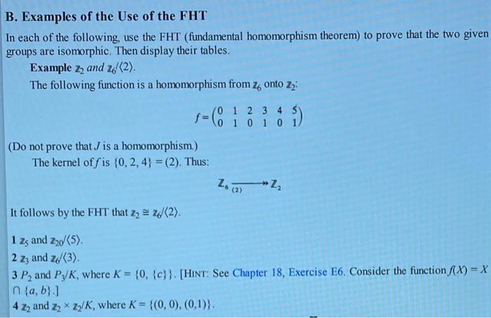 Solved B. Examples of the Use of the FHT In each of the | Chegg.com