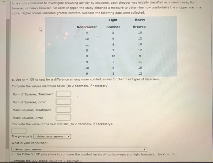 Solved In a study conducted to investigate browsing activity | Chegg.com