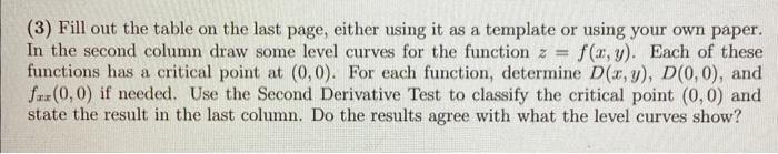 Solved (3) Fill out the table on the last page, either using | Chegg.com