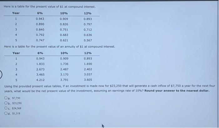 Solved Here is a table for the present value of $1 at | Chegg.com