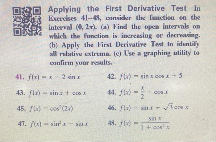 Solved Applying the First Derivative Test In Exercises | Chegg.com