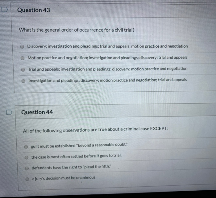 Solved Question 43 What is the general order of occurrence | Chegg.com