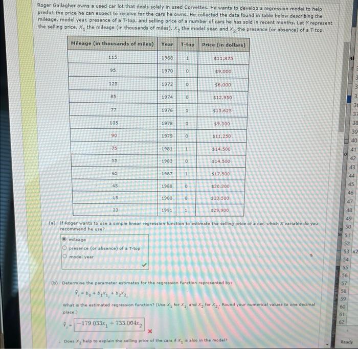 Solved Roger Gallagher owns a used car lot that deals solely | Chegg.com