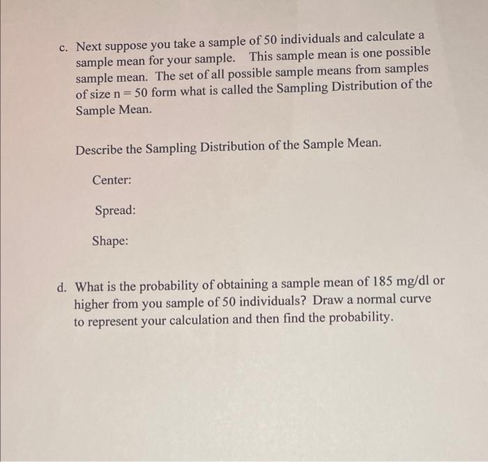 Solved 1. Let the random variable, X, represent Cholesterol | Chegg.com