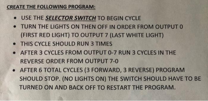 Solved CREATE THE FOLLOWING PROGRAM: - USE THE SELECTOR | Chegg.com