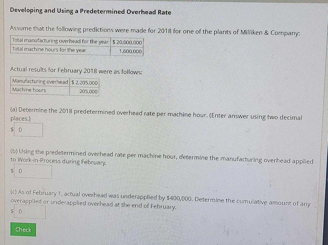Solved Developing and Using a Predetermined Overhead Rate | Chegg.com