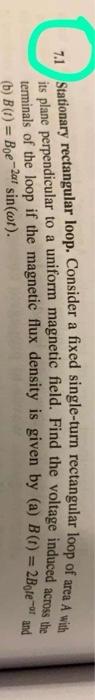 Solved 7.1 Stationary rectangular loop. Consider a fixed | Chegg.com