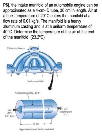 Solved P6). the intake manifold of an automobile engine can | Chegg.com