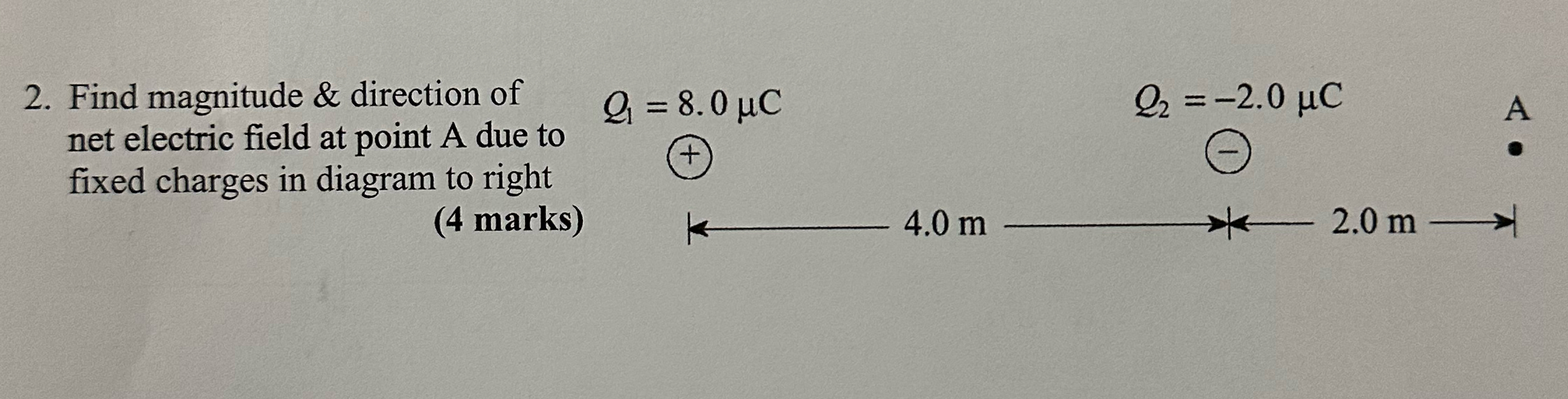 Solved Find magnitude & direction of net electric field at | Chegg.com