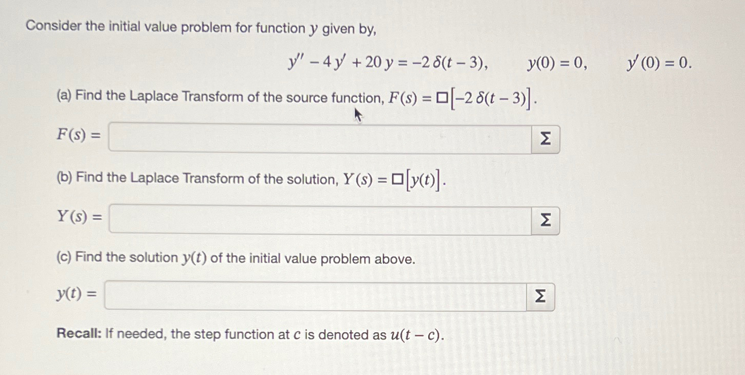 Solved Consider the initial value problem for function y | Chegg.com