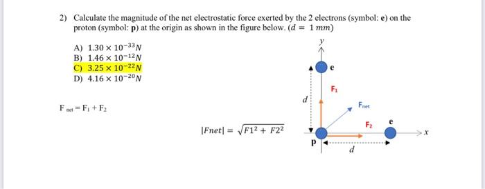 Solved 2) Calculate the magnitude of the net electrostatic | Chegg.com
